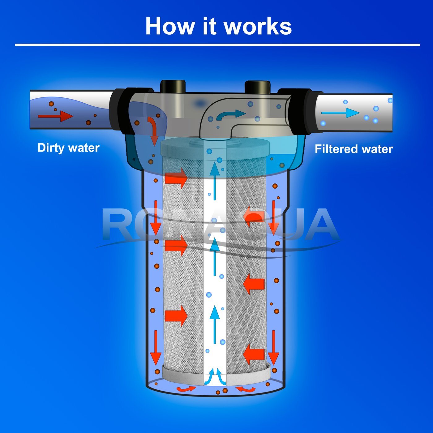 10 In. Transparent 5 Micron Carbon Block Whole House Water Filter | Ronaqua